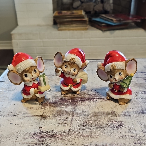Homco | Holiday | Vintage Homco Christmas Mice Set Of 3 Santa Figures ...